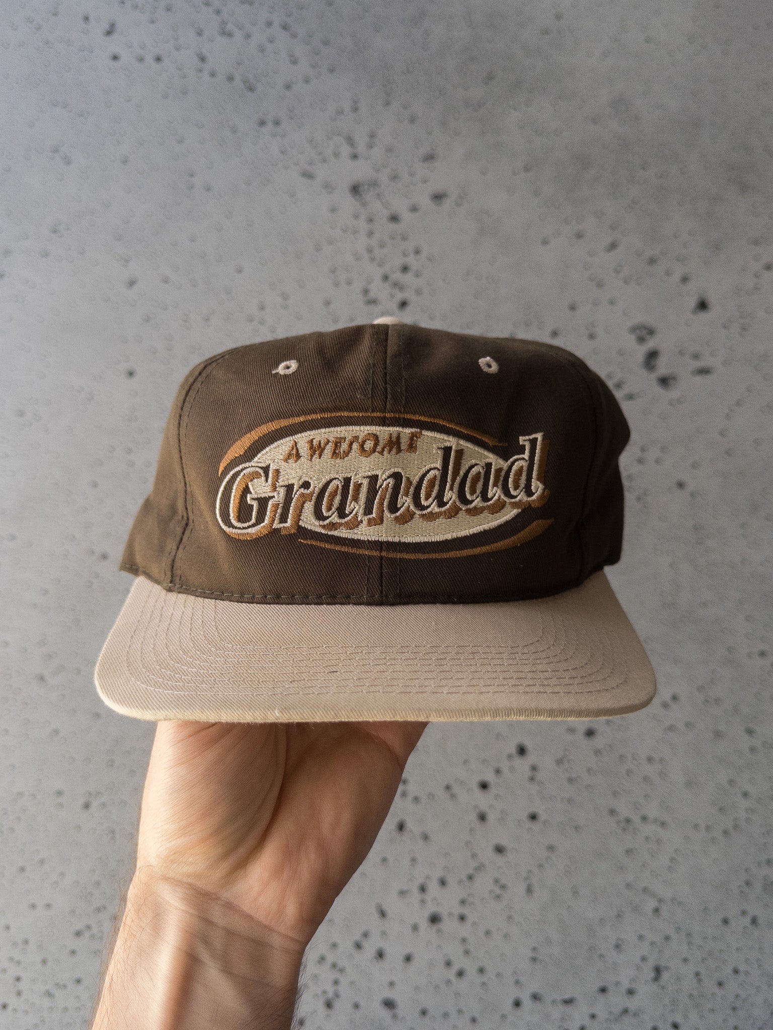 Vintage Awesome Grandad Brown/Tan Snapback Hat